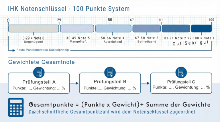 IHK Notenrechner & Notenschlüssel (100 Punkte → Note)